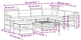 8Dílná Zahradní Sedací Souprava S Poduškami Masivní Borovice