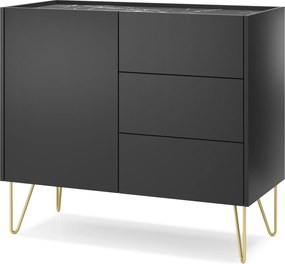 PSK Komoda HOPE, Černá/Marmur Black Royal 97 cm