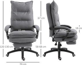 Ergonomická masážní kancelářská židle Vinsetto s výsuvnou podnožkou, výškově nastavitelná, černá pro pohodlí v kanceláři | Aosom.de