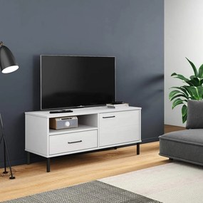 vidaXL TV skříňka s kovovými nohami masivní borové dřevo OSLO [351022] Barva: Bílá