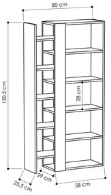 Tmavě hnědá knihovna Homitis Lift