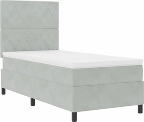 Postel s boxspringem s matrací Světle šedá 90 x 200 cm samet 3339740