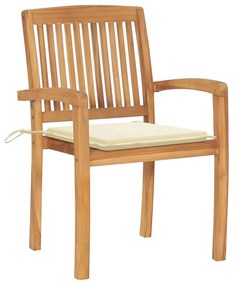 Zahradní židle 2 ks krémové podušky masivní teakové dřevo,  3063254
