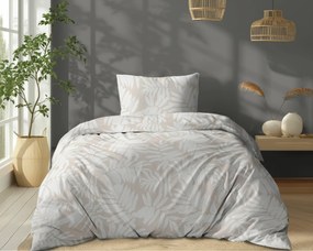 Detexpol Bavlněné povlečení 140x200 Béžová s listy - tropický vzor, 100% bavlna - 5335 B - Soft Meadow
