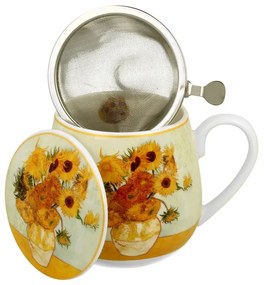 Porcelánový hrnek Van Gogh Slunečnice s infuzérem 430 ml vícebarevný