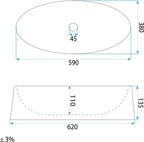 Rea Aurelia Reno, umyvadlo na desku 600×400×140 mm, béžová matná – imitace kamene, REA-U3505