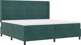 Postel s boxspringem s čelo Tmavě zelená 200 x 200 cm samet 3342029