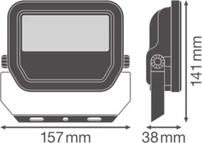 LED reflektor LEDVANCE FLOODLIGHT černý 17W/11W 2400lm/1600lm 3000K teplá bílá IP66
