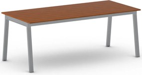 Jednací kancelářský stůl PRIMO BASIC, 200x90 cm, šedostříbrná podnož, třešeň
