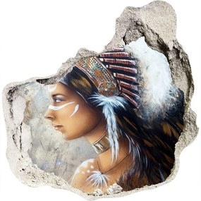 Wallmuralia Díra 3D fototapeta nálepka Indiánka 75x75 cm