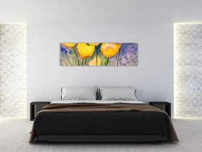 Obraz - Žluté tulipány (170x50 cm)