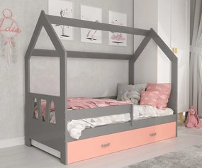Dětská postel Domeček 160x80 D3A šedá s roštem