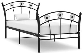 Rám postele s fotbalovým motivem černý kov 90 x 200 cm