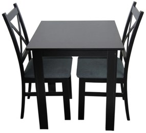 Jídelní sestava 2+1 TOMEK 70x70 cm černá/potah Moric 8