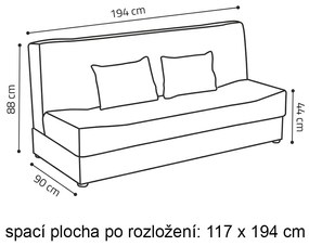 Pohovka Sonia | 194 cm | rozkládací + úložný prostor | enjoy 21 šedá