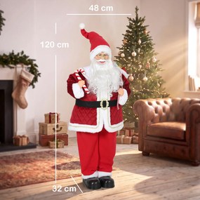HOMCOM Zpívající Santa Claus, 120 cm, životní velikost, animovaný, s rotující hlavou a pohyblivými pažemi