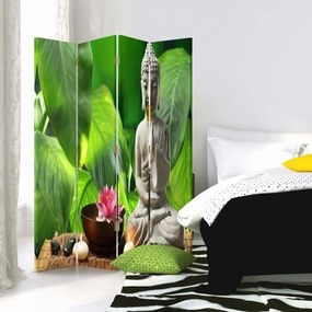 Ozdobný paraván Květiny Buddhových listů - 145x170 cm, čtyřdílný, obustranný paraván 360°