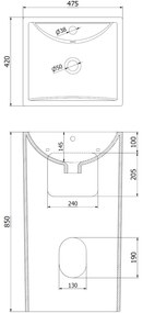 Mexen Oda, volně stojící umyvadlo 47x42x83 cm, bílá, 26124700