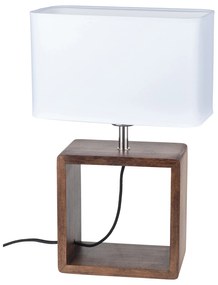 BRITOP Stolní lampa CADRE, 1xE27, v. 45 cm Barva stínidla: Bílá látka, Barva podstavy: Bukové dřevo