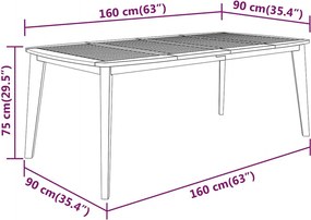 Zahradní stůl 160 x 90 x 75 cm masivní akáciové dřevo 310303