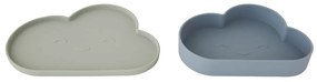OYOY Dětské silikonové nádobí Chloe Cloud Tourmaline/ Mint - Set 2 ks, modrá barva, zelená barva, plast