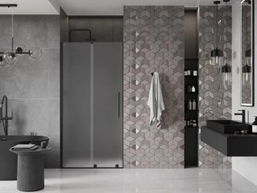 Mexen Velar, posuvné sprchové dveře do otvoru 90 cm, 8mm sklo námraza, černá matná, 871-090-000-31-70