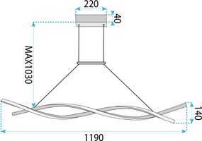 Toolight Toolight, LED závěsné osvětlení 120cm, 46W, 3000K, 2000lm, LHJ020-CP, černá, OSW-50046