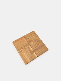 Sinsay - Dřevěné podtácky ve tvaru puzzle 4 pack - hnědá