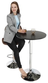 Barový stůl s nastavitelnou výškou BRANY 2 NEW, průměr 60 cm, MDF barva černá, kov chrom