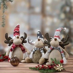 VÁNOČNÍ DEKORAČNÍ FIGURKA REINDEER 35 CM VÍCEBAREVNÁ