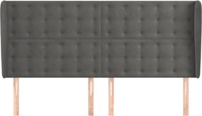 Čelo postele typu ušák tmavě šedé 203x23x118/128 cm samet 3118457