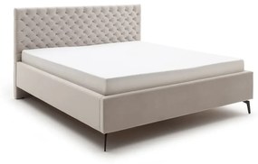 Béžová čalouněná dvoulůžková postel s úložným prostorem s roštem 160x200 cm La Maison – Meise Möbel
