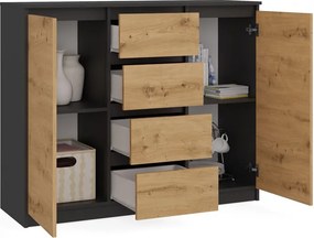 FALCO Komoda Malvína 2D4S 120 antracit/dub artisan