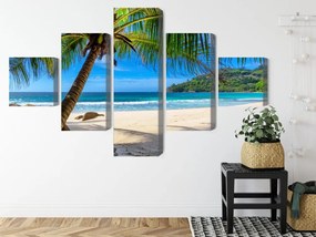 Vícedílný obraz Tropická Pláž S 3D Palmou Nedostatek Nedostatek Přírodní plátno 200x120