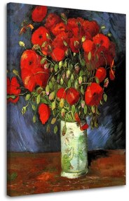 Obraz na plátně Váza s červenými vlčími máky Van Gogh - 80x120 cm