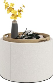 HOMCOM Skladovací Ottoman Podnožka Deka Skladovací Krabice Polstrovaný Ottoman, Látka s Vzhledem Lnu 56 x 42 x 42 cm Krémová | Aosom