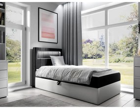 Kontinentální jednolůžková postel Junior Ribezo 1, Strana: levá, Rozměr postele: 100x200, Barva:: ekokoža Soft 017 (biała) + Fresh 37