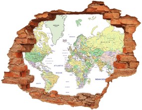 Wallmuralia Samolepící díra na stěnu Mapa světa 90x70 cm