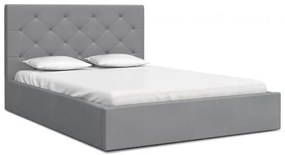 Luxusní postel MAOMA 140x200 s kovovým zdvižným roštem ŠEDÁ