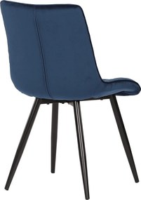 Jídelní židle VALERIA - modrý samet / černé kovové nohy