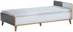 Jednolůžková postel typ W10 90x195 cm Wendy (antracitová + bílá + dub wotan). 1040781