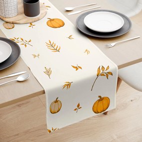 Goldea běhoun na stůl 100% bavlněné plátno - podzimní dýně a lístky 35x140 cm