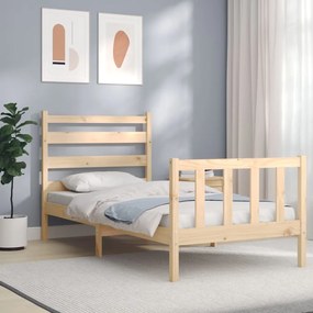 vidaXL Rám postele s čelem 90 x 190 cm masivní dřevo [3192002] Barva: Přírodní