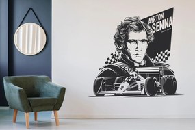 Lepy.cz Samolepka na zeď F1 Senna Velikost (šířka x výška): 50x46cm, Barevná varianta: Bílá