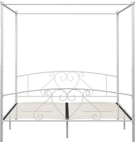 Rám postele s nebesy bílý kovový 200 x 200 cm 284432