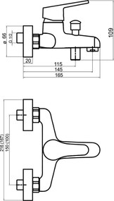Novaservis Titania Iris New Vanová nástěnná baterie bez sprchové soupravy 150 mm, chrom, 94420/1,0