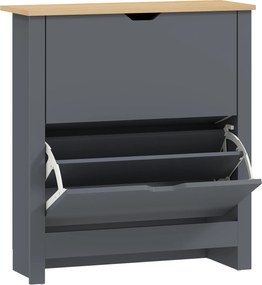 HOMCOM Botník se 2 sklápěcími přihrádkami, nastavitelná přepážka pro 8-12 párů bot, 72 x 26 x 80 cm, tmavě šedý