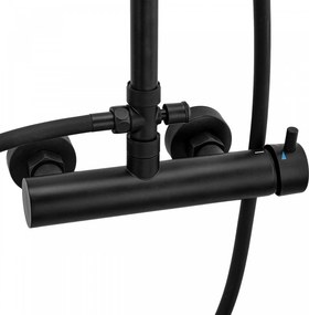 Erga Dubaj, sprchový set s baterií a hlavovou sprchou 23 cm, černá matná, ERG-YKA-BP.DUBAJ23-BLK