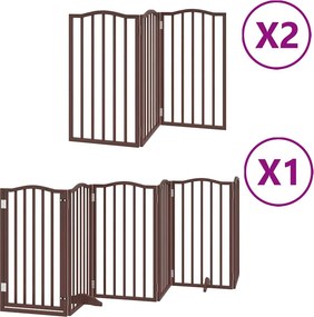 Zábrana pro psy s dvířky skládací 12 panelů hnědá 600 cm topol 3155607