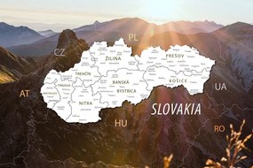 Obraz mapa Slovenska s pozadím hor - 60x40